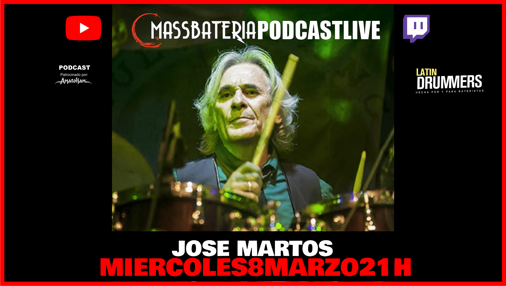 #106 MASSBATERIA PODCAST LIVE-JOSE MARTOS LEYENDA DEL ROCK - MassBateria